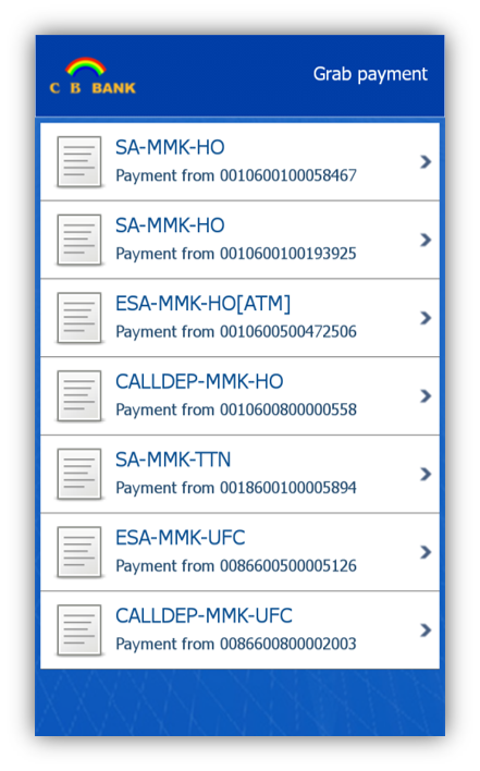 CB mobile Top up steps page| Grab MM