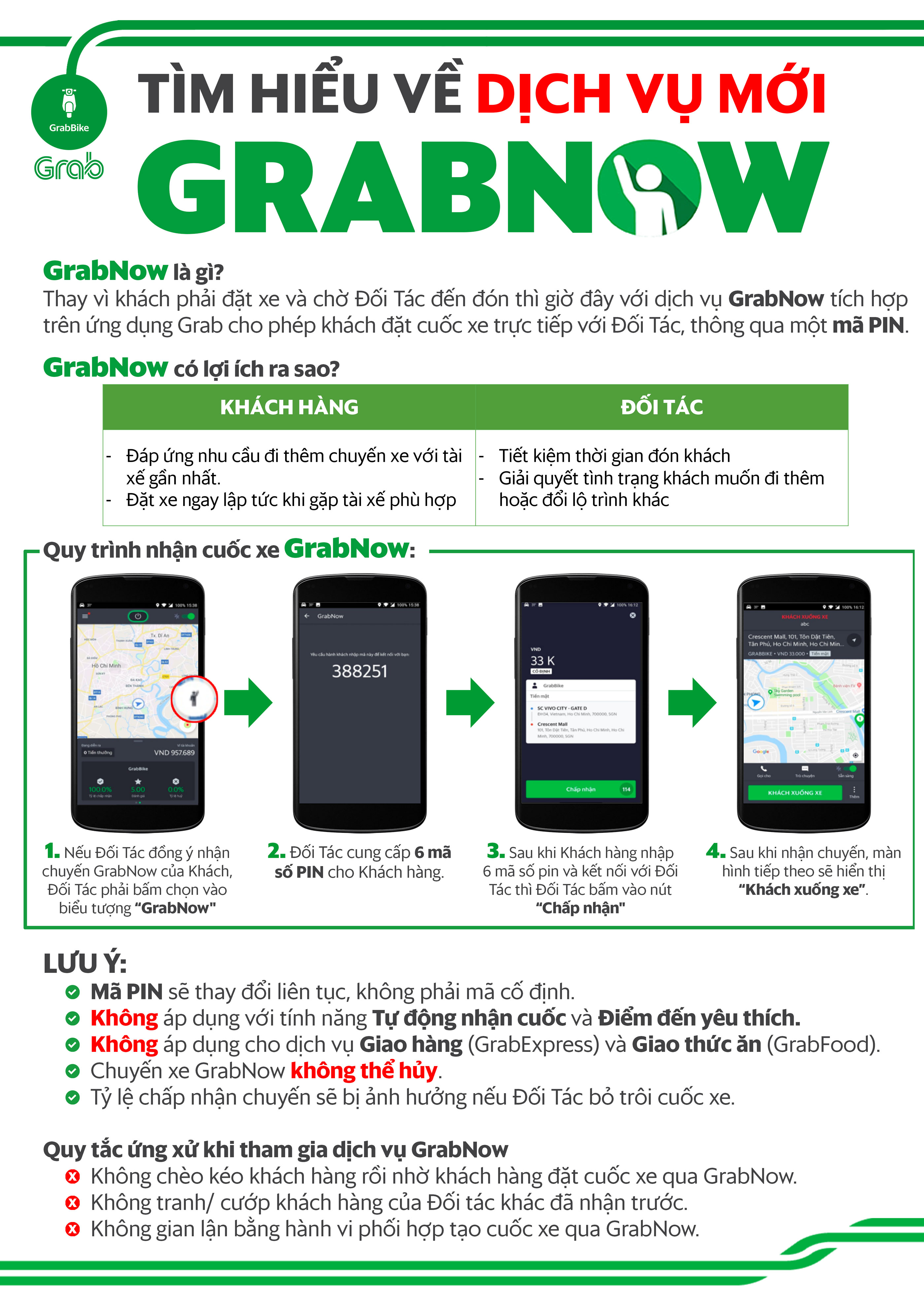 [GRABBIKE] DỊCH VỤ GRABNOW - NHẬN CUỐC XE THÔNG QUA MÃ PIN | Grab VN