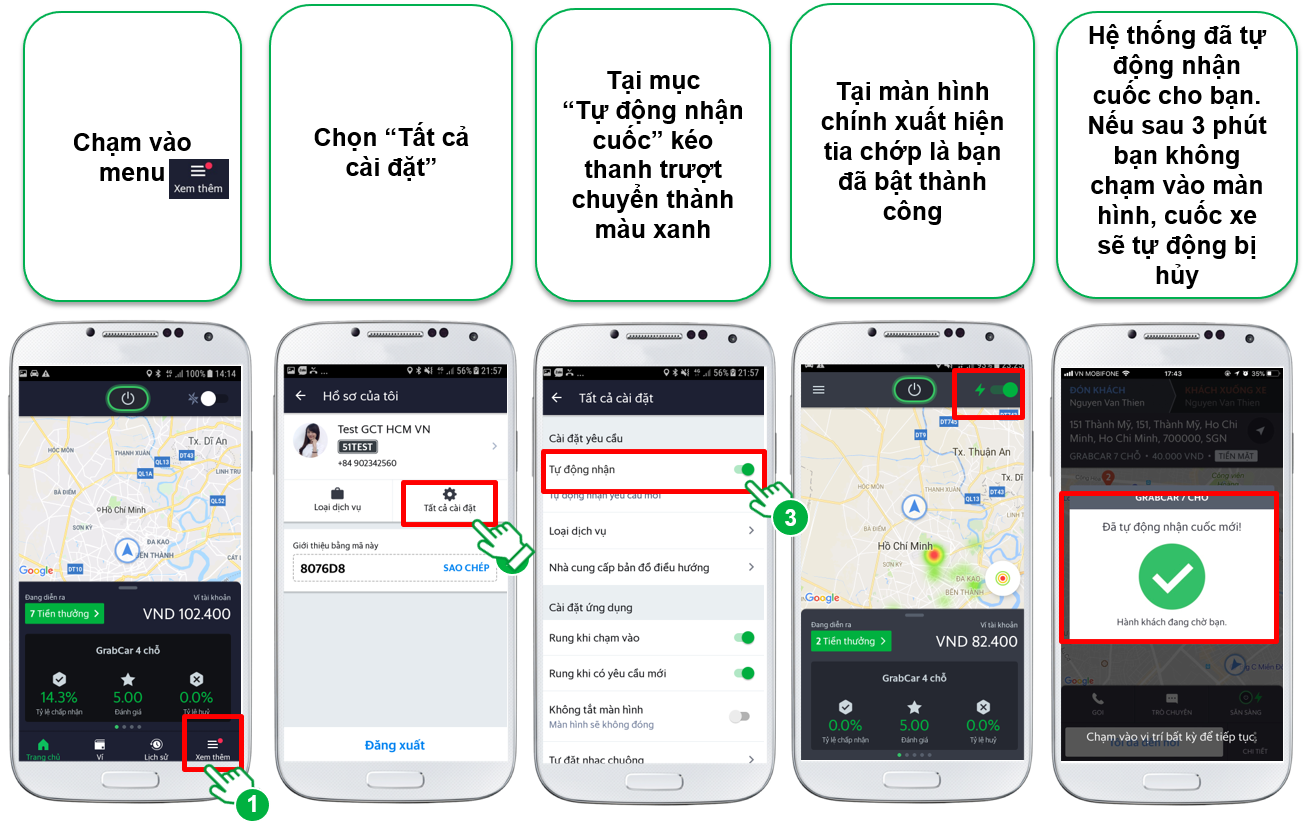 [GrabCar HCM - HN - ĐN] Tự động nhận ngay - Rảnh tay chở khách | Grab VN
